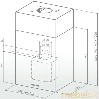 Вытяжка Faber CUBIA ISOLA PLUS EV8 X 60: купить в мебельном магазине ...