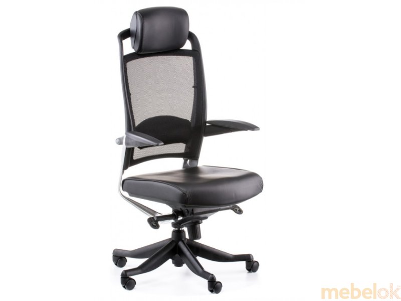 Кресло офисное Fulkrum black leather, black mesh: купить в мебельном ...